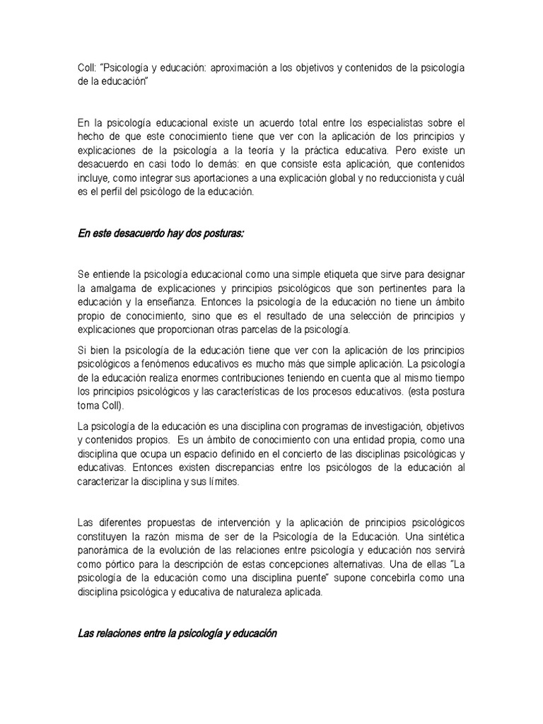 Cesar Coll Psicologia y Educación | PDF | Psicología Educacional ...