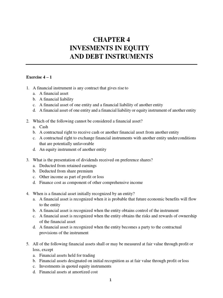 Chapter 4 Investments in Equity and Debt Instruments Exercises T3AY2021 ...
