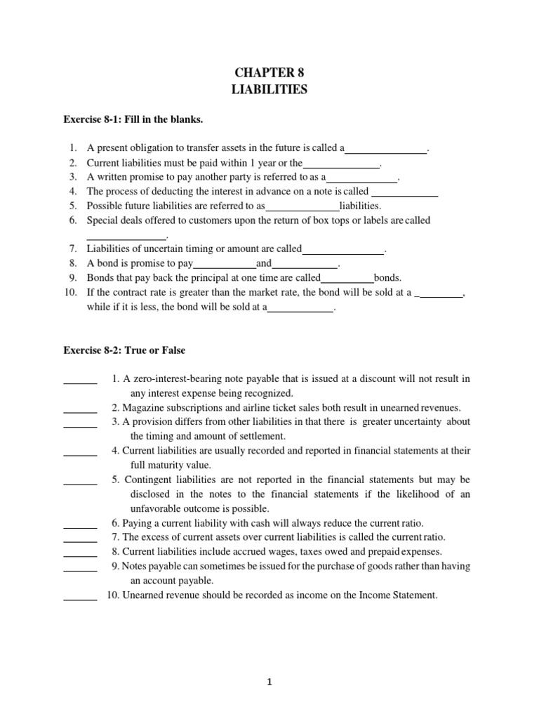 Chapter 8 Liabilities Exercises T3AY2021 | PDF | Bonds (Finance ...