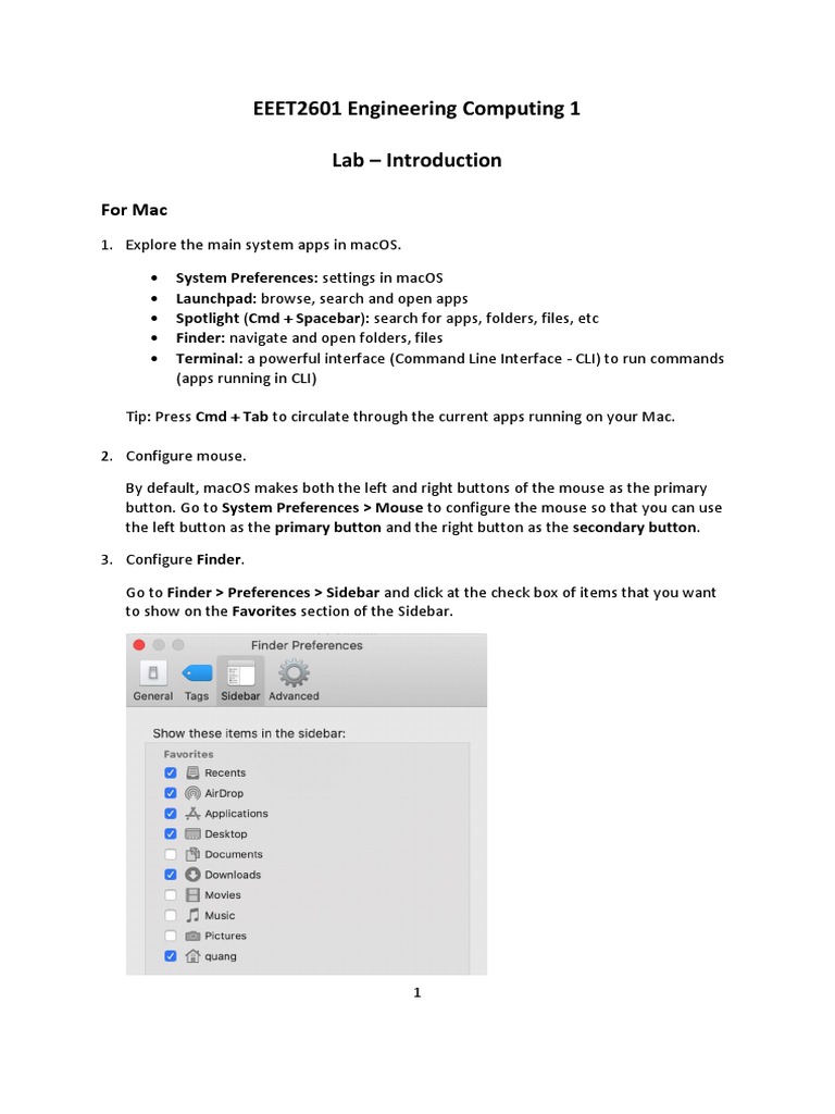 Eeet2601 Engineering Computing 1 Lab Introduction For Mac Pdf Finder Software Mac Os