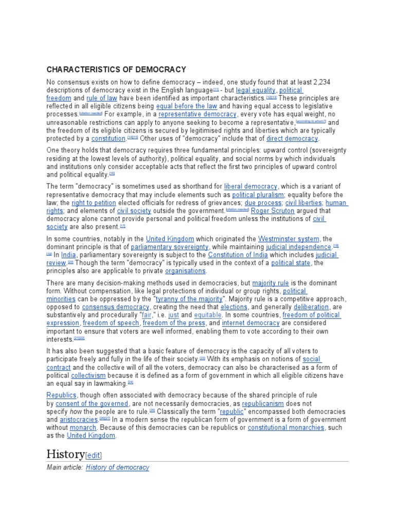 Characteristics of Democracy | PDF | Democracy | Political Ideologies