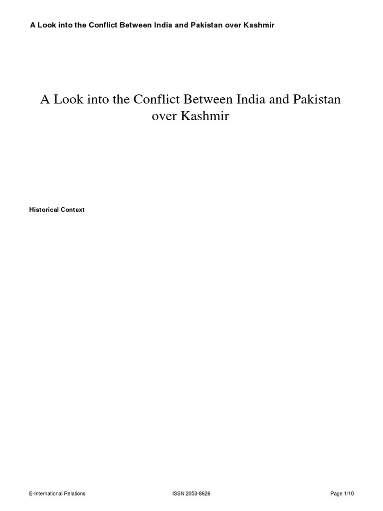 Kashmir Conflict: India vs. Pakistan Overview | PDF