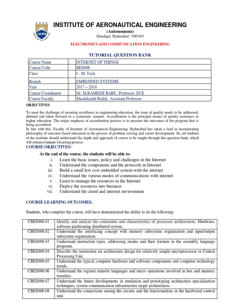 Institute of Aeronautical Engineering: Tutorial Question Bank | PDF ...