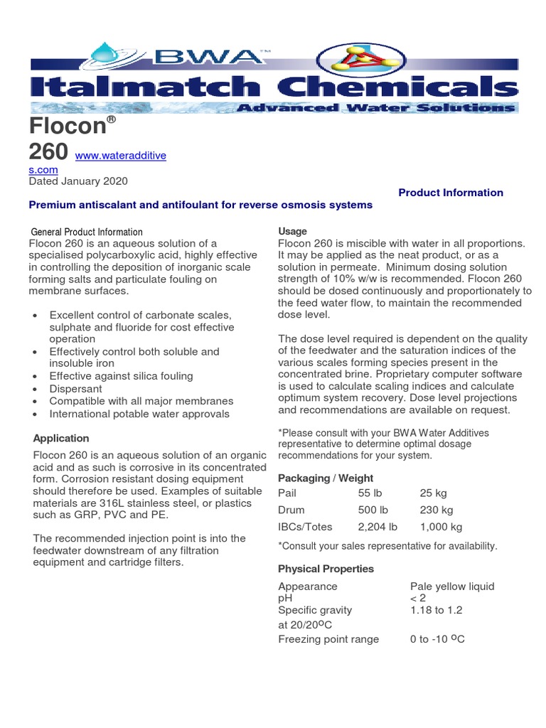 Flocon 260 | PDF | Membrane | Solubility