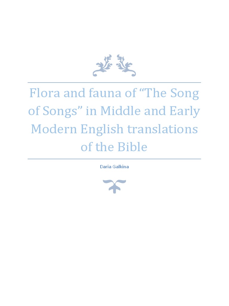 Flora and Fauna of "The Song of Songs" in Middle and Early Modern ...