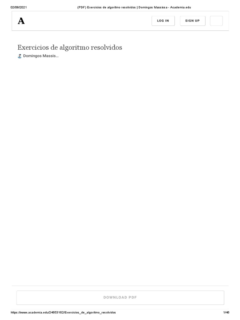Pdf Exercicios De Algoritmo Resolvidos Domingos Massissa Academia