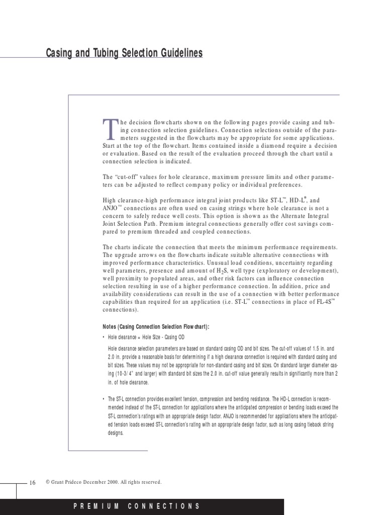 Casing and Tubing Selection Guidelines: Premium Connections | PDF ...