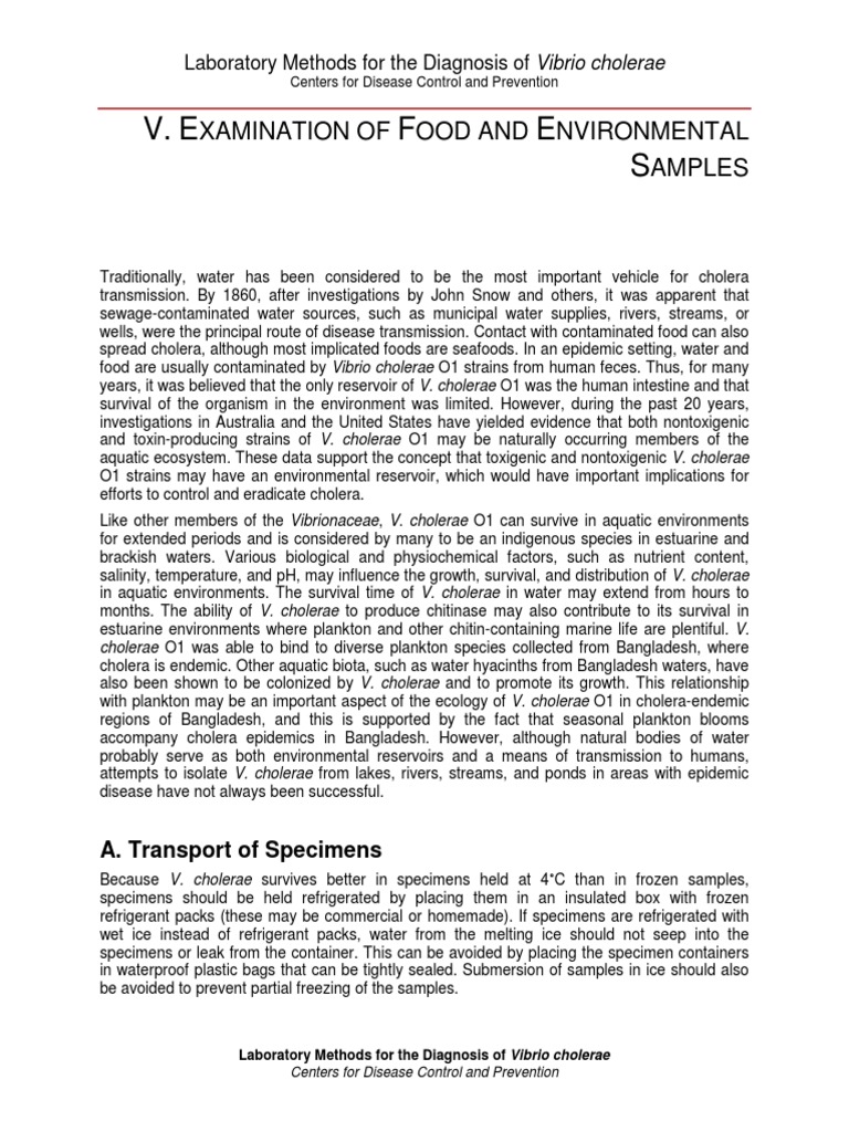 Laboratory Methods For The Diagnosis of Vibrio Cholerae Chapter 5 1 ...