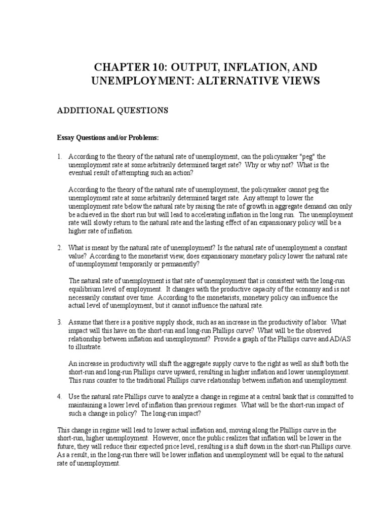 Chapter 10: Output, Inflation, and Unemployment: Alternative Views | PDF | Phillips Curve ...