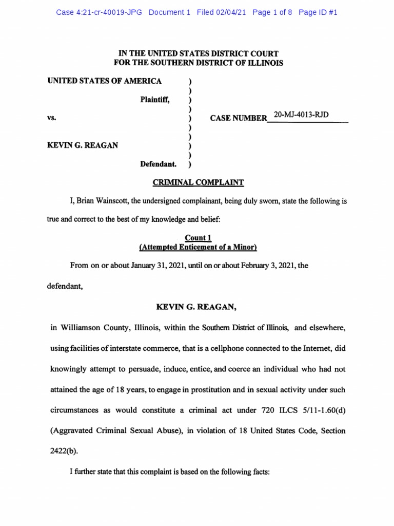 I, Brian Wainscott, The Undersigned Complainant, Being Duly Sworn ...