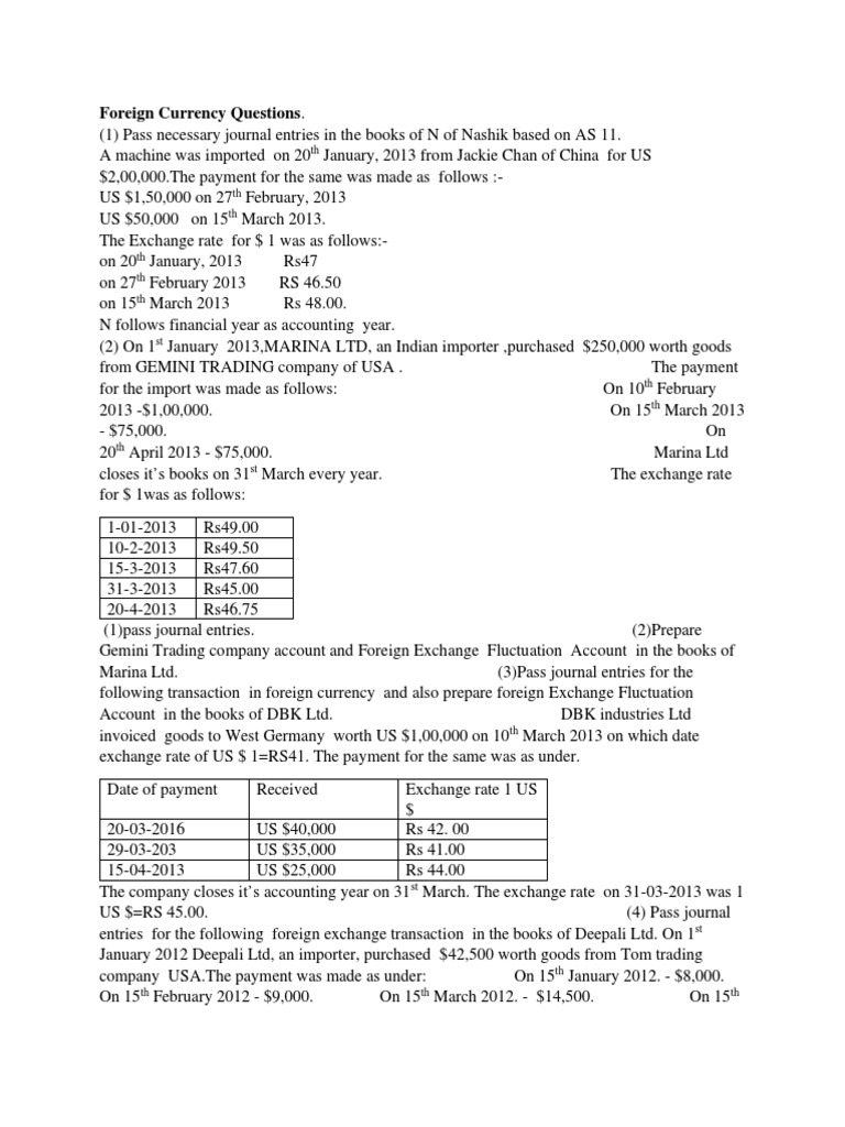 Foreign Currency Questions | PDF | Exchange Rate | United States Dollar