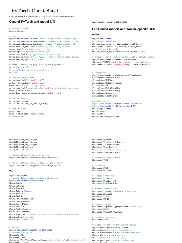 Tutorial Pytorch Best Commands Pdf Computer Programming Computing