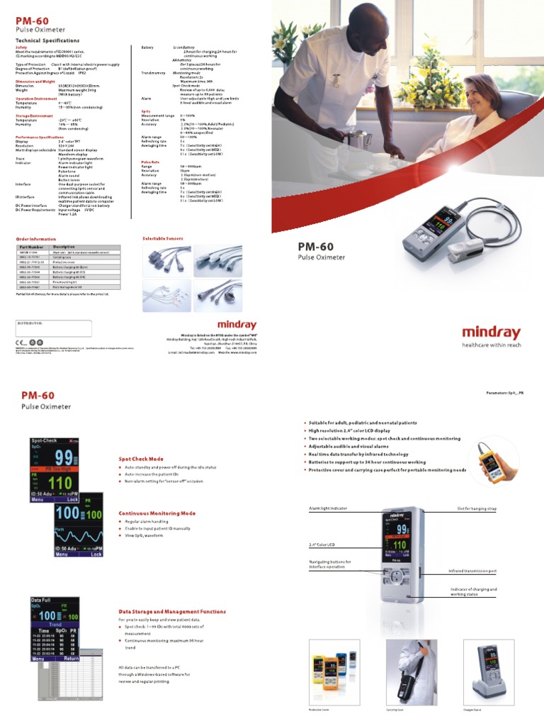 Oximetro Mindray Pm-60 | PDF