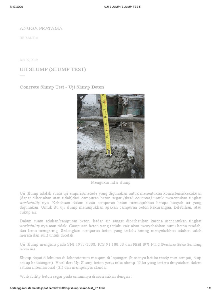 UJI SLUMP (SLUMP TEST) Acceptance Criteria | PDF