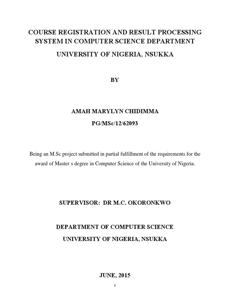 UNN Course Registration System Overview | PDF | System | Databases