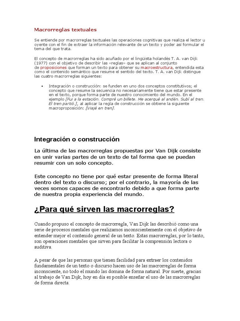 Macrorreglas Textuales y su Aplicación | PDF | Comprensión lectora ...