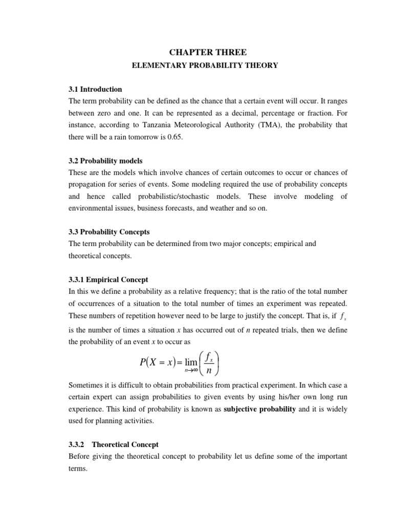 Elementary Probability Theory: Chapter Three | PDF | Probability ...