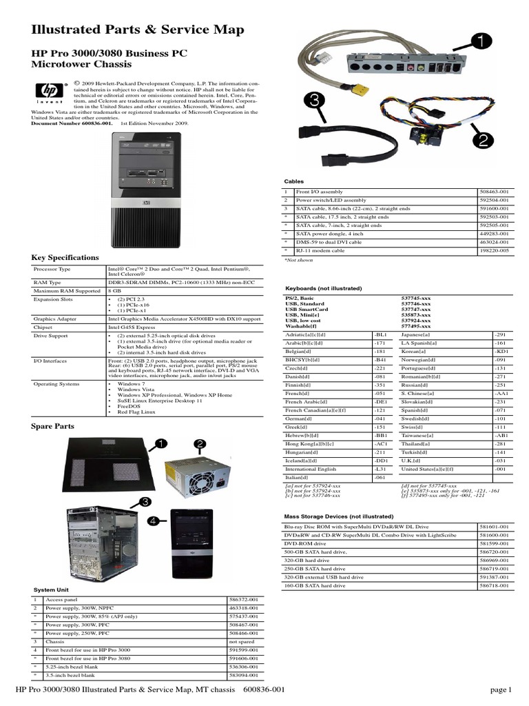 Illustrated Parts & Service Map: HP Pro 3000/3080 Business PC ...