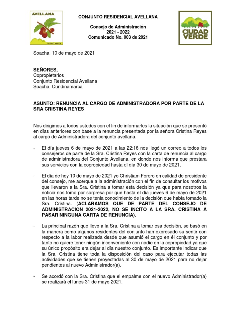 Comunicado No. 003 de 2021 | PDF | Gobierno