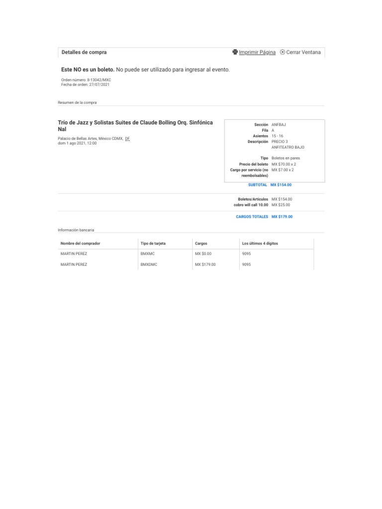 Ticketmaster Member Services - Print Receipt | PDF