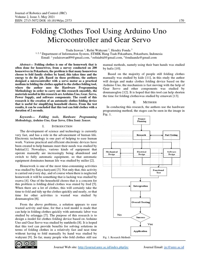 Folding Clothes Tool Using Arduino Uno Microcontroller and Gear Servo | PDF | Arduino ...