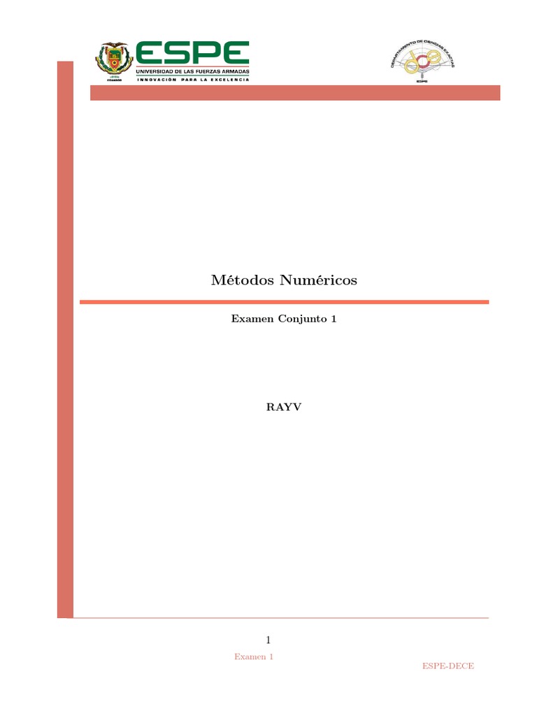Examen Conjunto 1 MET NUM | PDF | Análisis numérico | Función (Matemáticas)