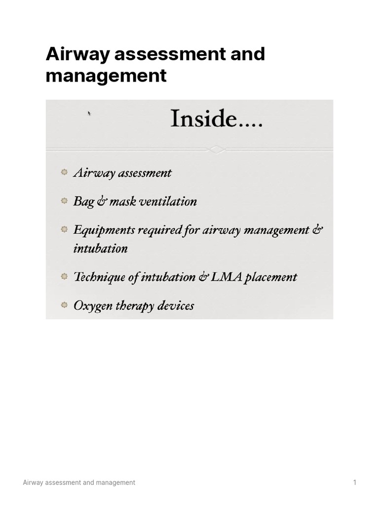 Airway Assessment and Management | PDF | Human Anatomy | Human Head And ...
