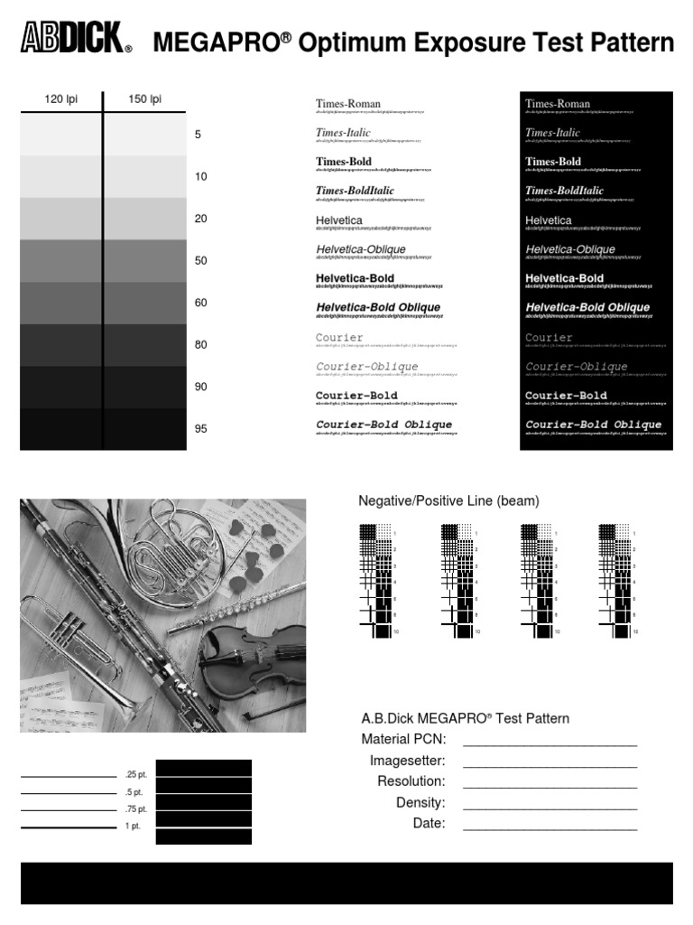Megapro Optimum Exposure Test Pattern: 120 Lpi 150 Lpi | PDF | Exposure ...