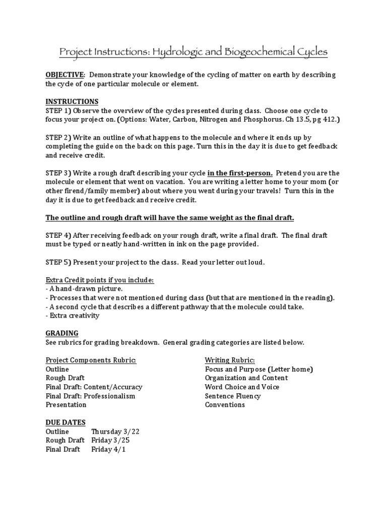 Biogeochem Project Instructions | PDF | Nature | Physical Sciences