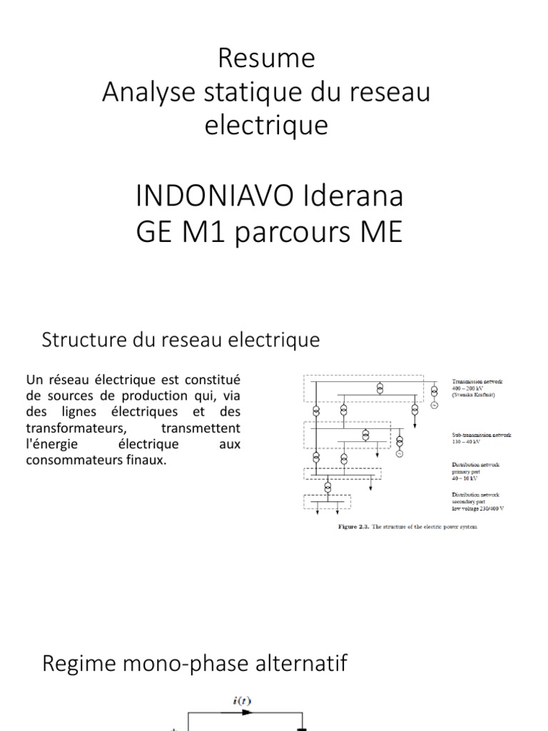 Resume Analyse Statique Du Reseau Electrique: INDONIAVO Iderana GE M1 ...