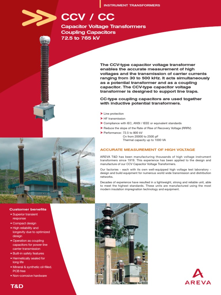 Areva CT CCV CC English 72.5 20a 20765kV | PDF | Transformer | Capacitor