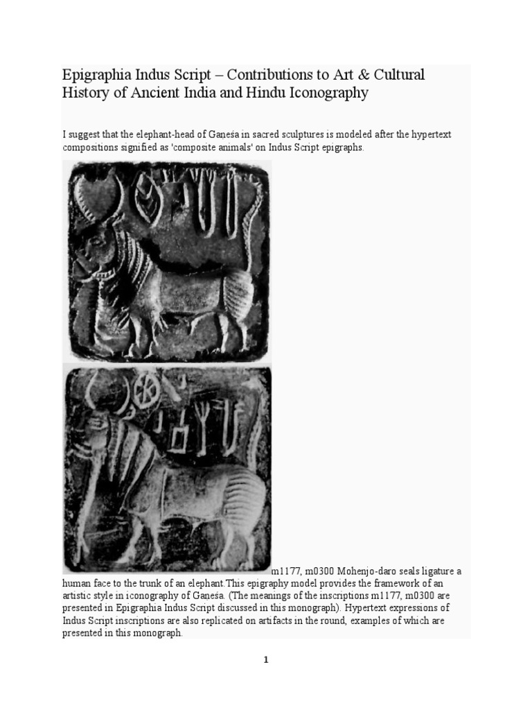 Epigraphia Indus Script Contributions To | PDF | Religion And Belief