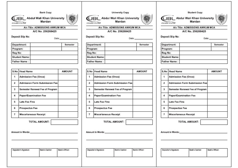 AWKUM Fee Slip | PDF