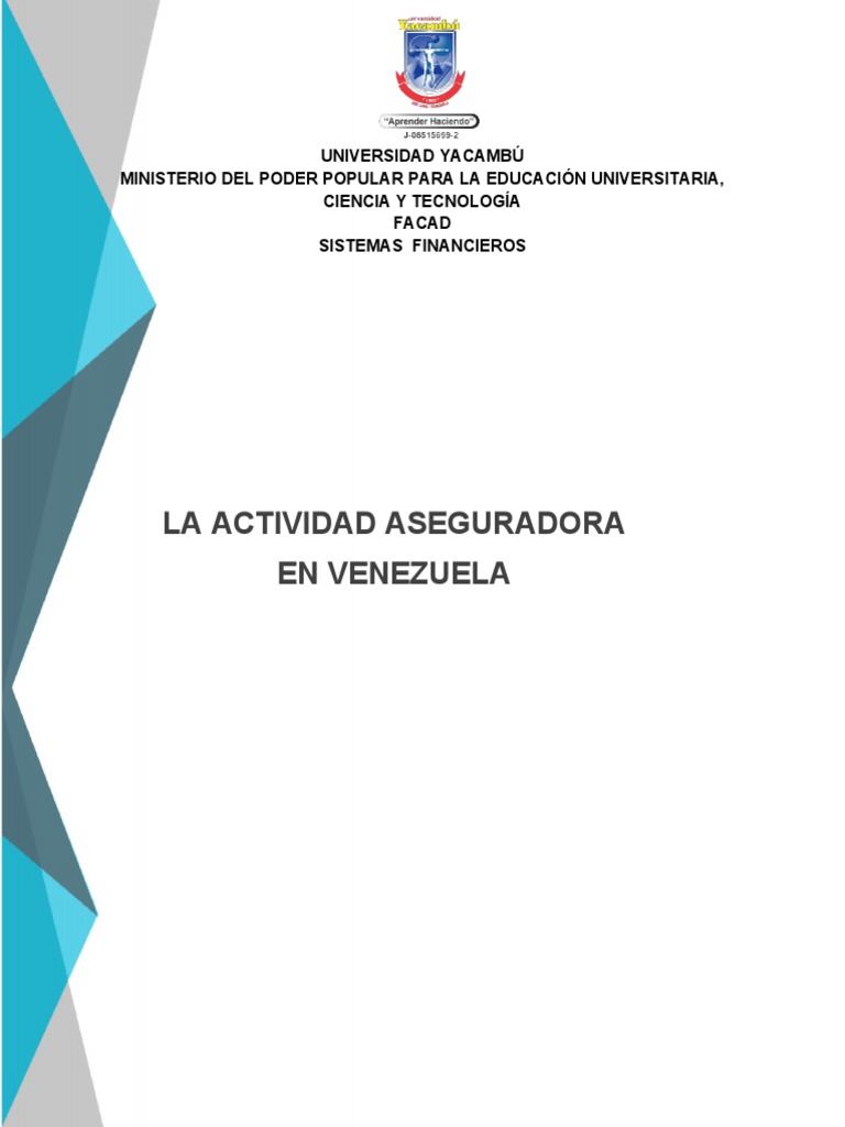 La Actividad Aseguradora en Venezuela | Descargar gratis PDF | Reaseguro | Seguro