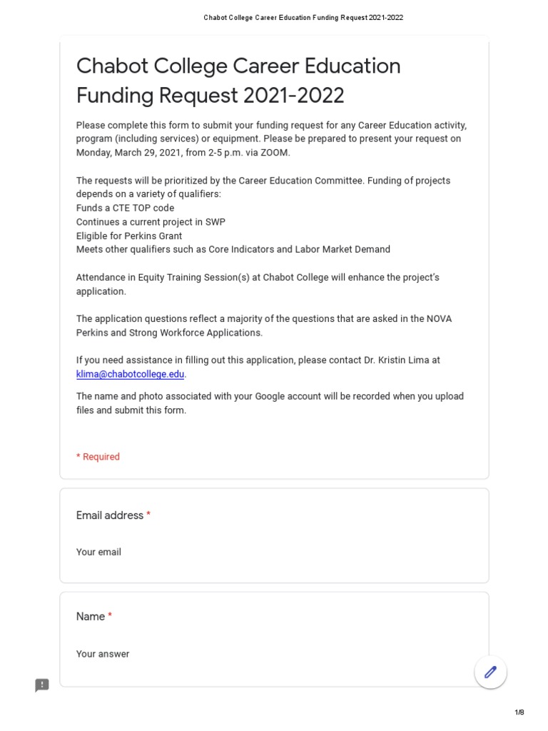 CTE Chabot Funding Request - 2021-22 | PDF | Vocational Education ...