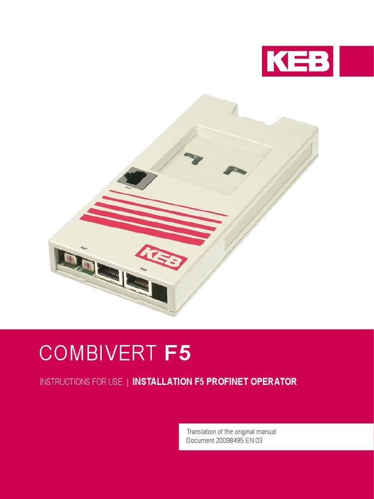 Combivert F5: Instructions For Use - Installation F5 Profinet Operator ...