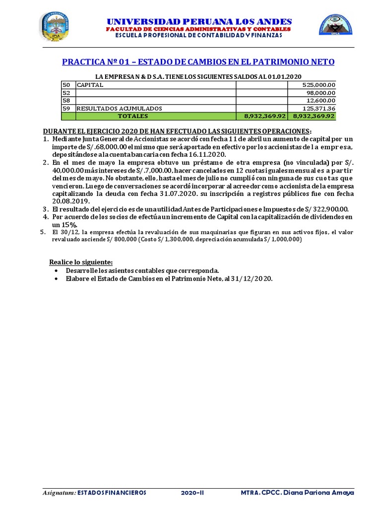 Practica Ecpn 01 | PDF | Contabilidad | Corporaciones