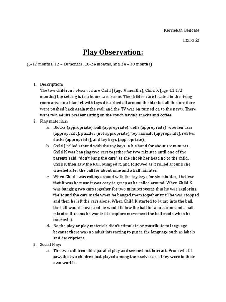 Play Observation | Download Free PDF | Toys | Childhood
