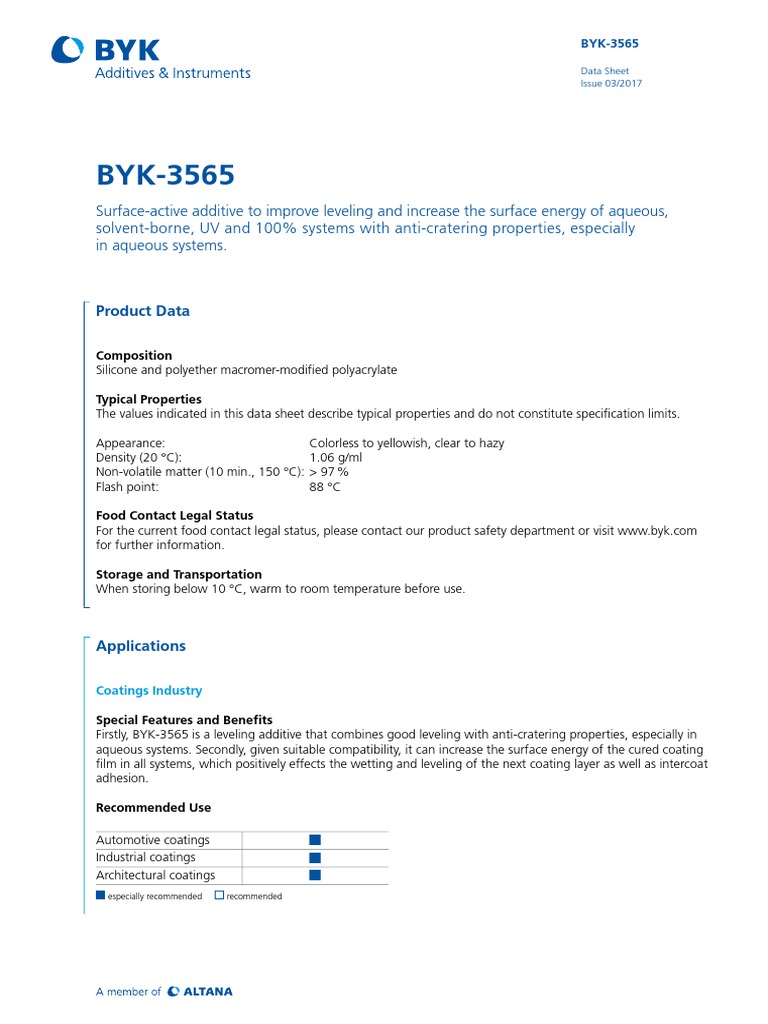 TDS Byk-3565 en | PDF | Silicone | Materials Science