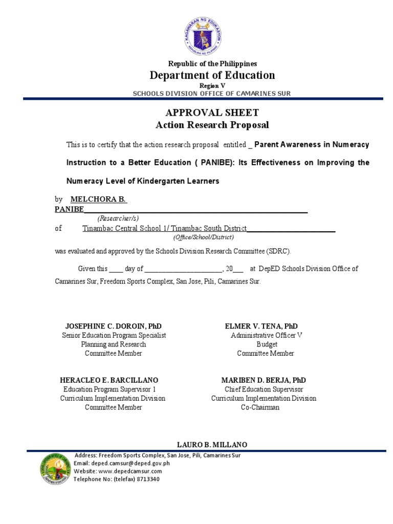 2021 AR PROPOSAL Approval-sheet-Template | PDF | Behavior Modification ...