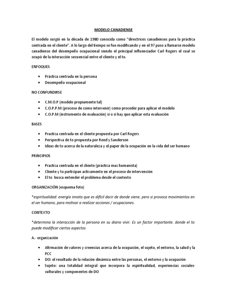 Modelo Canadiense | PDF | Evaluación | Comportamiento