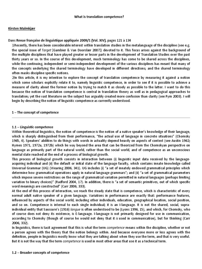 What Is Translation Competence | PDF | Multilingualism | Competence ...