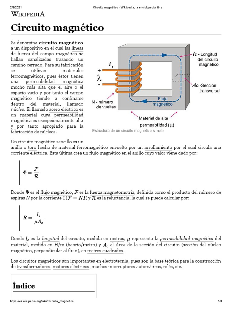Circuito Magnético - Wikipedia, La Enciclopedia Libre | PDF | Filosofía ...