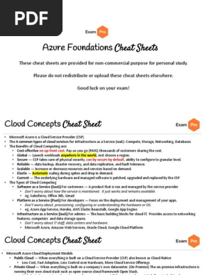 Azure Foundations Cheat Sheets PDF Microsoft Azure Cloud, 45% OFF