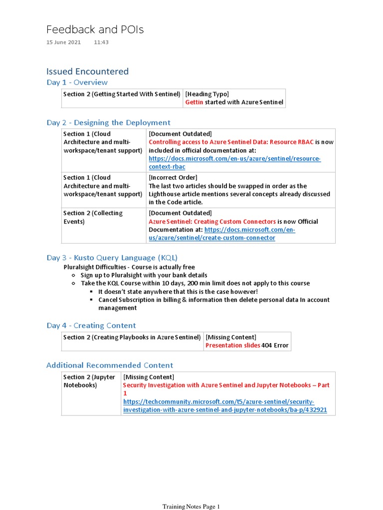 Microsoft Sentinel Training Notes | PDF | Microsoft Azure | Cloud Computing