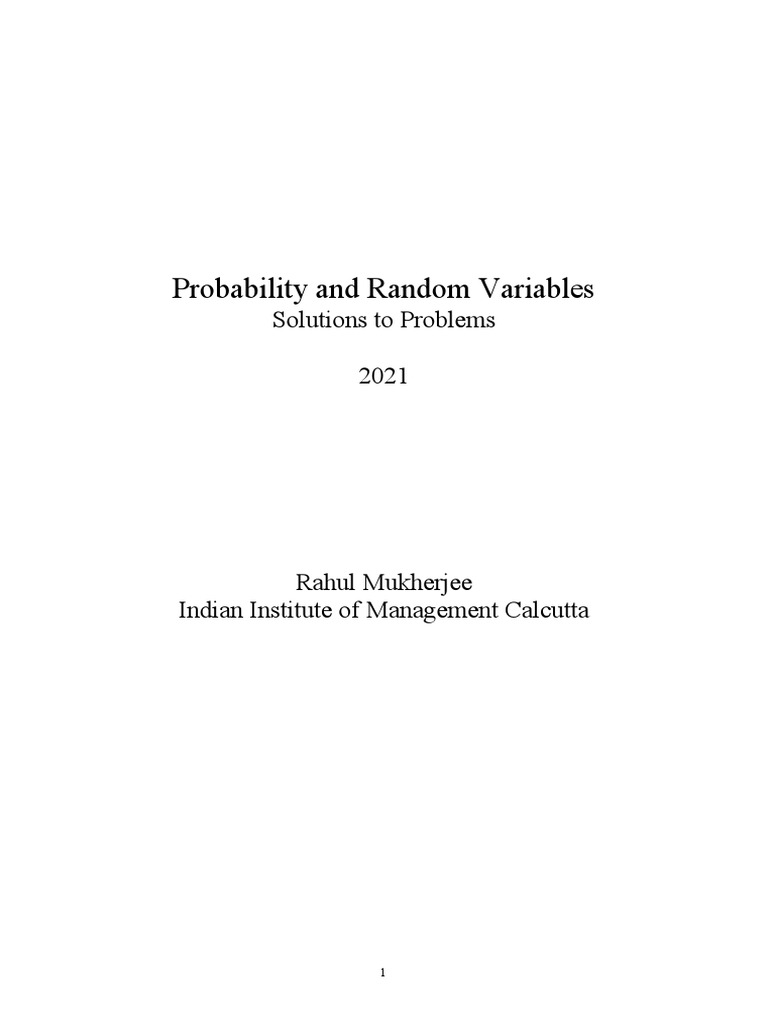 Probability and Random Variables: Solutions To Problems 2021 | PDF ...