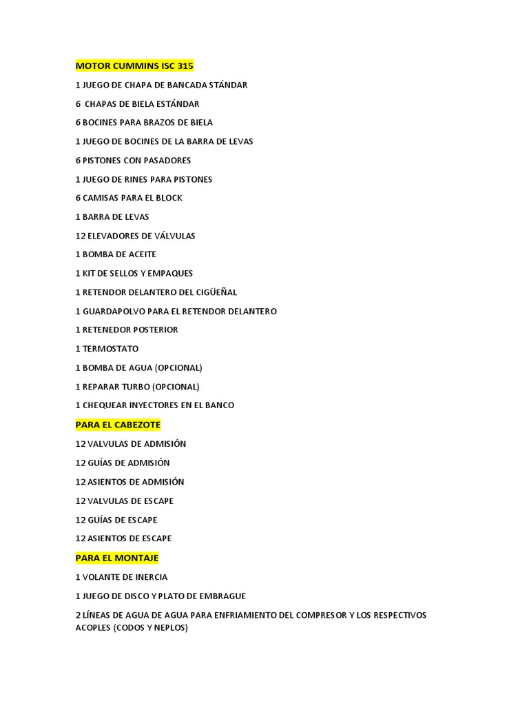 Motor Cummins Isc 315 | PDF