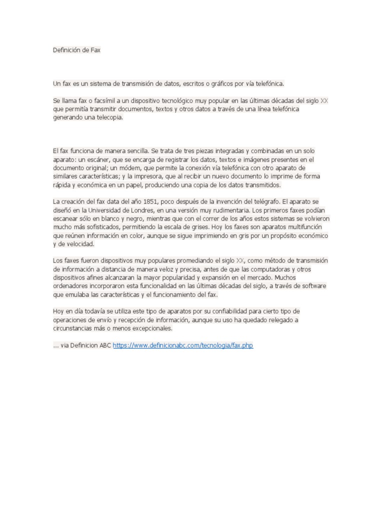 Definición de Fax | PDF | Tecnología