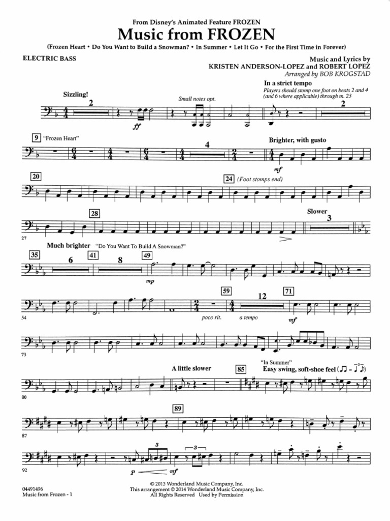 Music From Frozen - Electric Bass | PDF