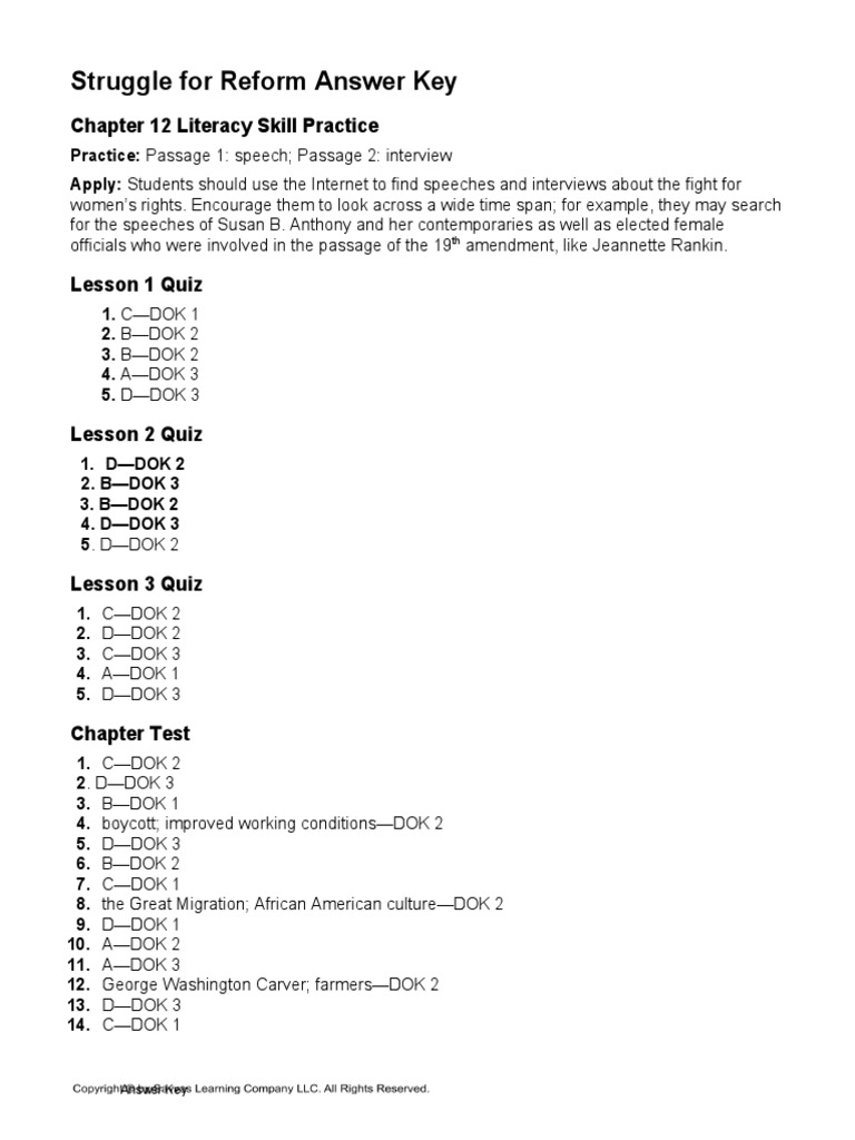 Reform Movement Answer Key | PDF | The United States | Human Rights